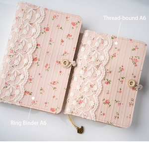 Lace Pink Flower Notebook Original Handmade Fabric Journal A5 A6 Floral ...