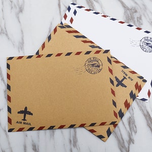 Kraft Airmail Wedding Envelope /white Airpmail Envelopes /kraft Paper ...