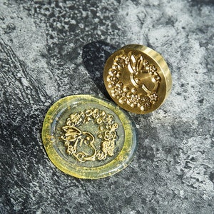 Bunny Wax Seal Stamp/wreath Rabbit Wax Stamp Kit /wax Stamp - Etsy