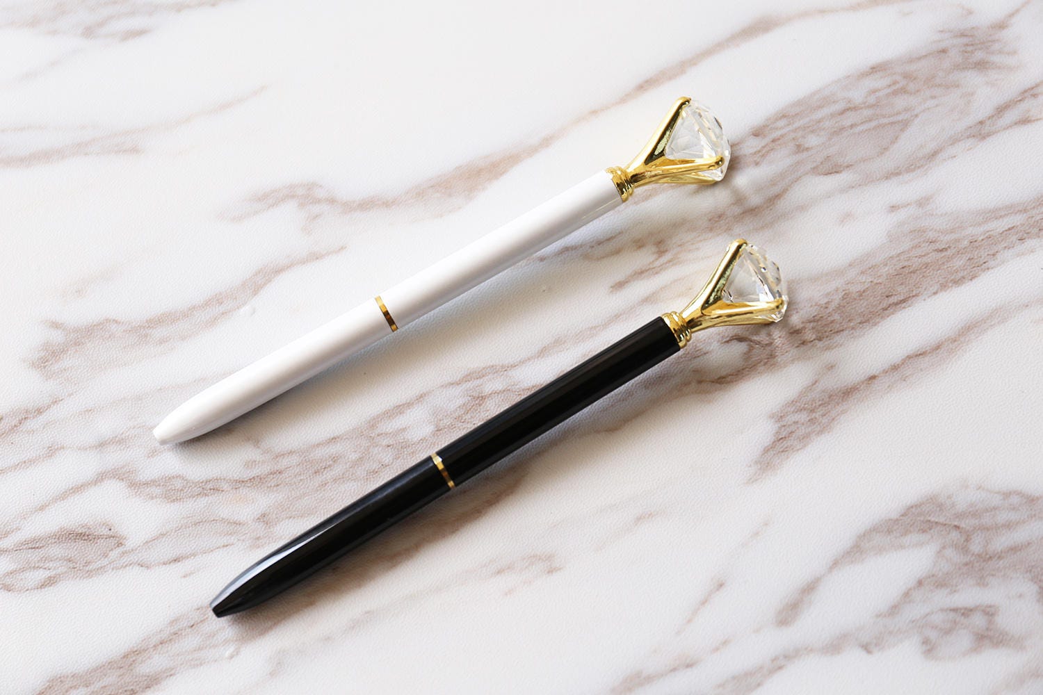 Black White Diamond Pen Crystal Top Pen Metal Metallic Fine - Etsy