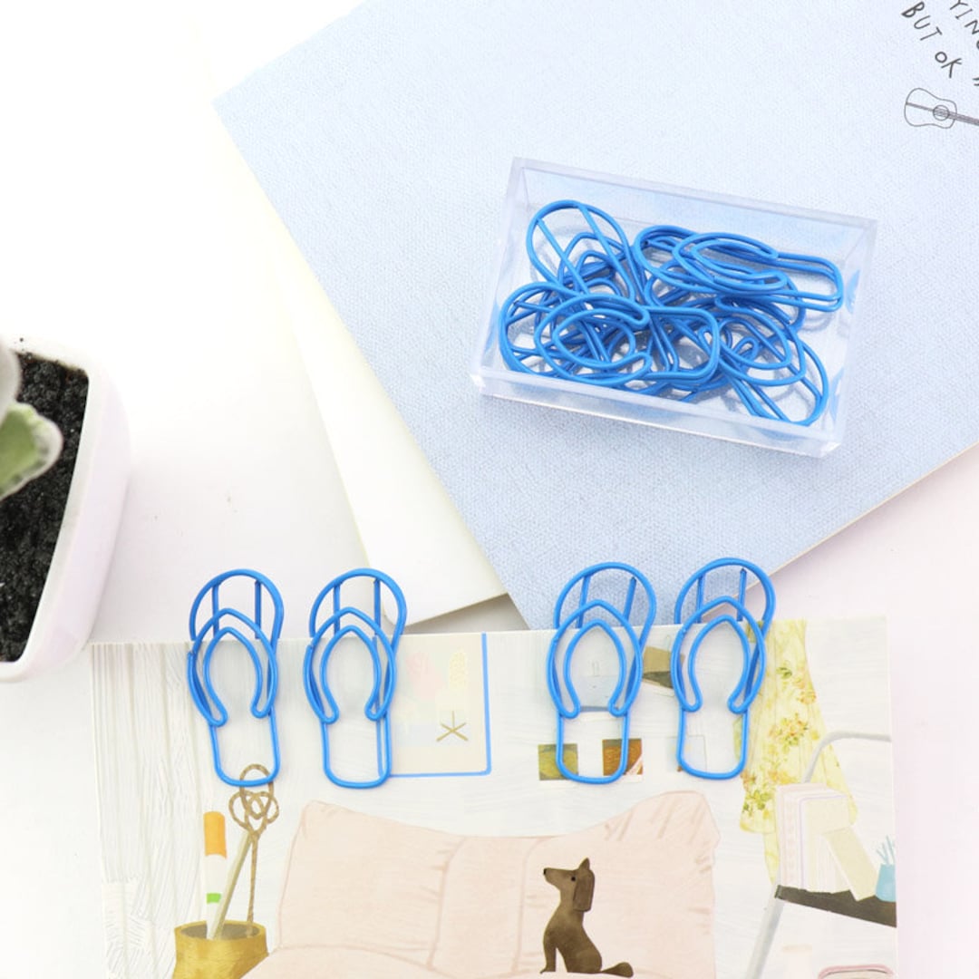 20pcs Blue Slipper Binder Clips, Funny Bookmarks/planner Clips , Binder ...