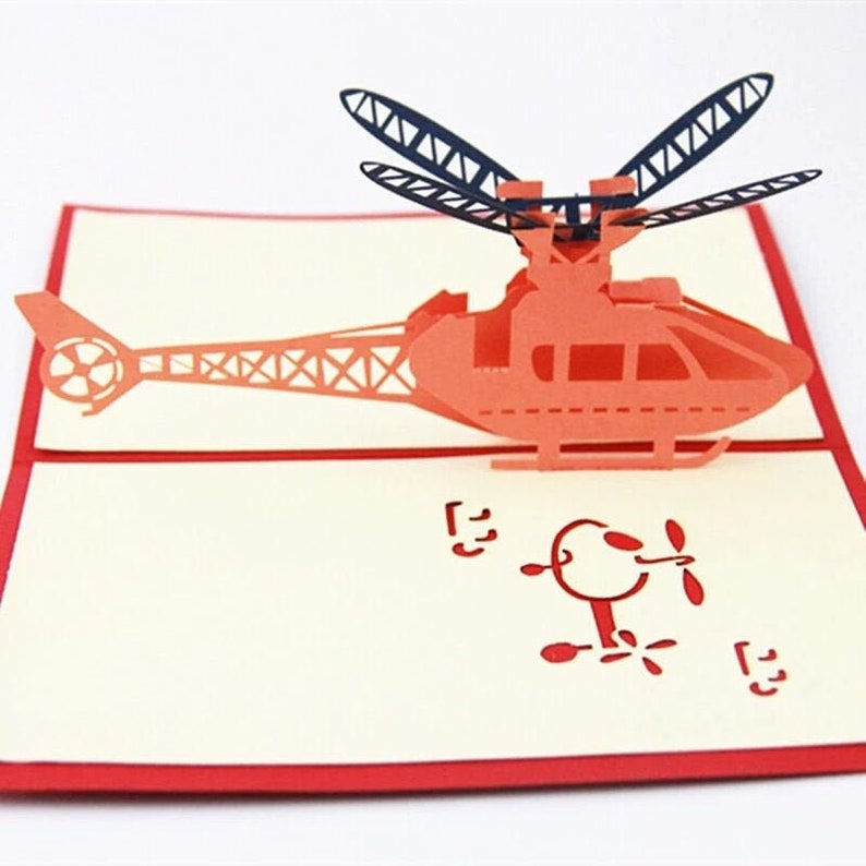 3D Helicopter Greeting Card Greeting Card for Pilot Boys - Etsy