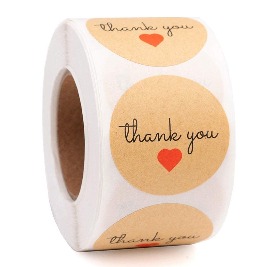 Thank You Stickers Roll/kraft Thank You Roll Tape /business Stickers ...