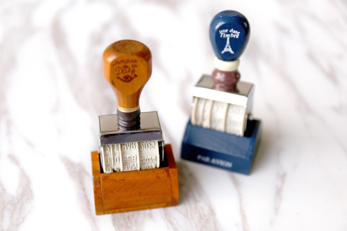 Numbered Rubber Stamp/retro Wooden Date Stamp/french Style - Etsy
