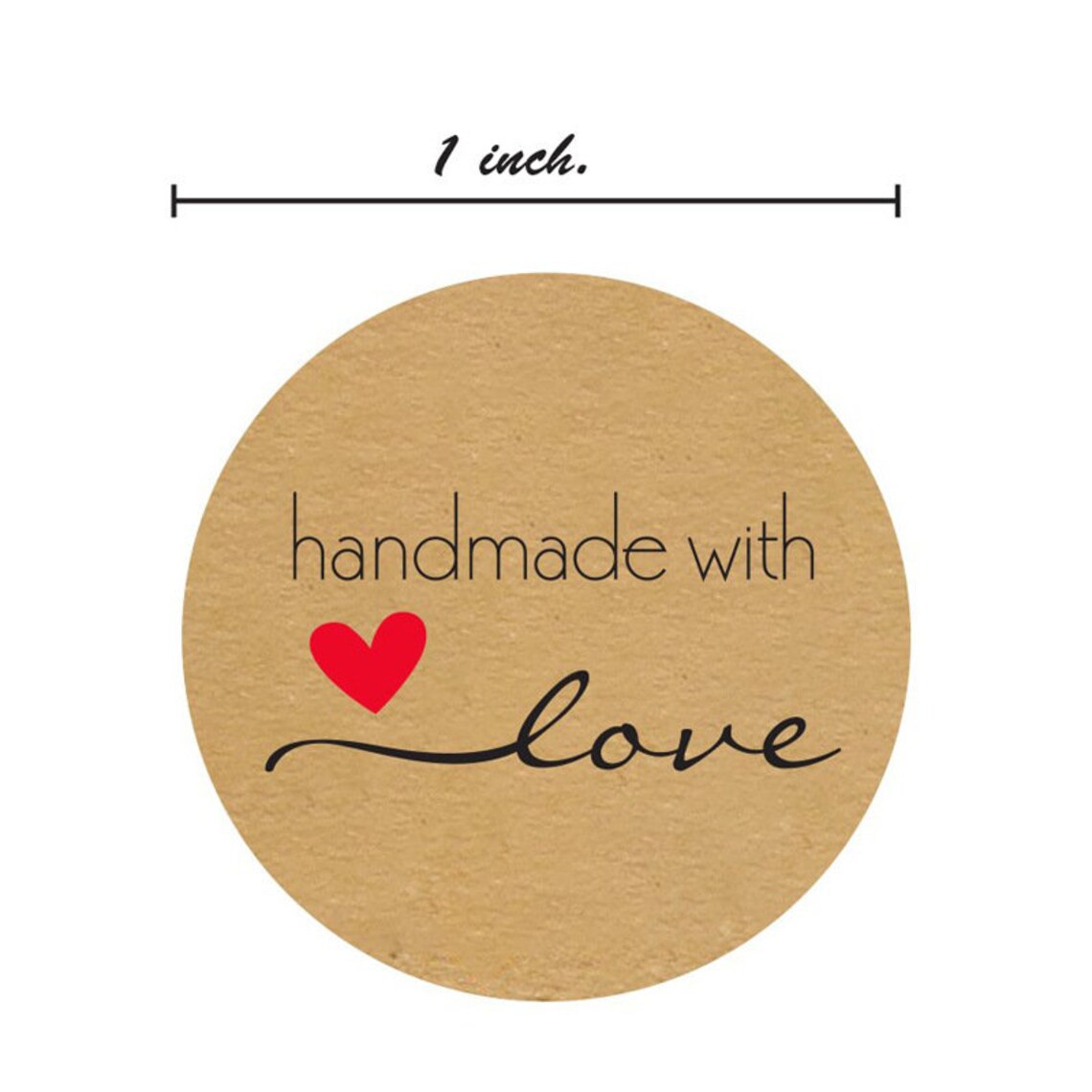 500PCS 1inch Handmade With Love Stickers Kraft Brown Sticker - Etsy