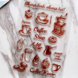Coffee Shop Clear Stamp/ Coffee Grinder Rubber Stamp/coffee - Etsy