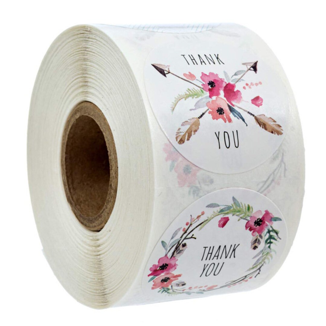 500PCS 1inch Thank You Stickers Kraft Brown Sticker Business Stickers ...