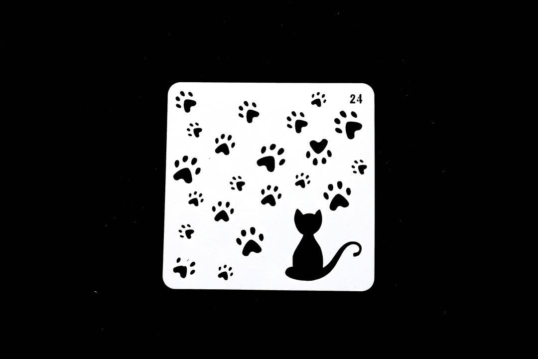 Cute Cat Stencil /paw Journal Stencil /notebook Stencil/ Love Heart ...
