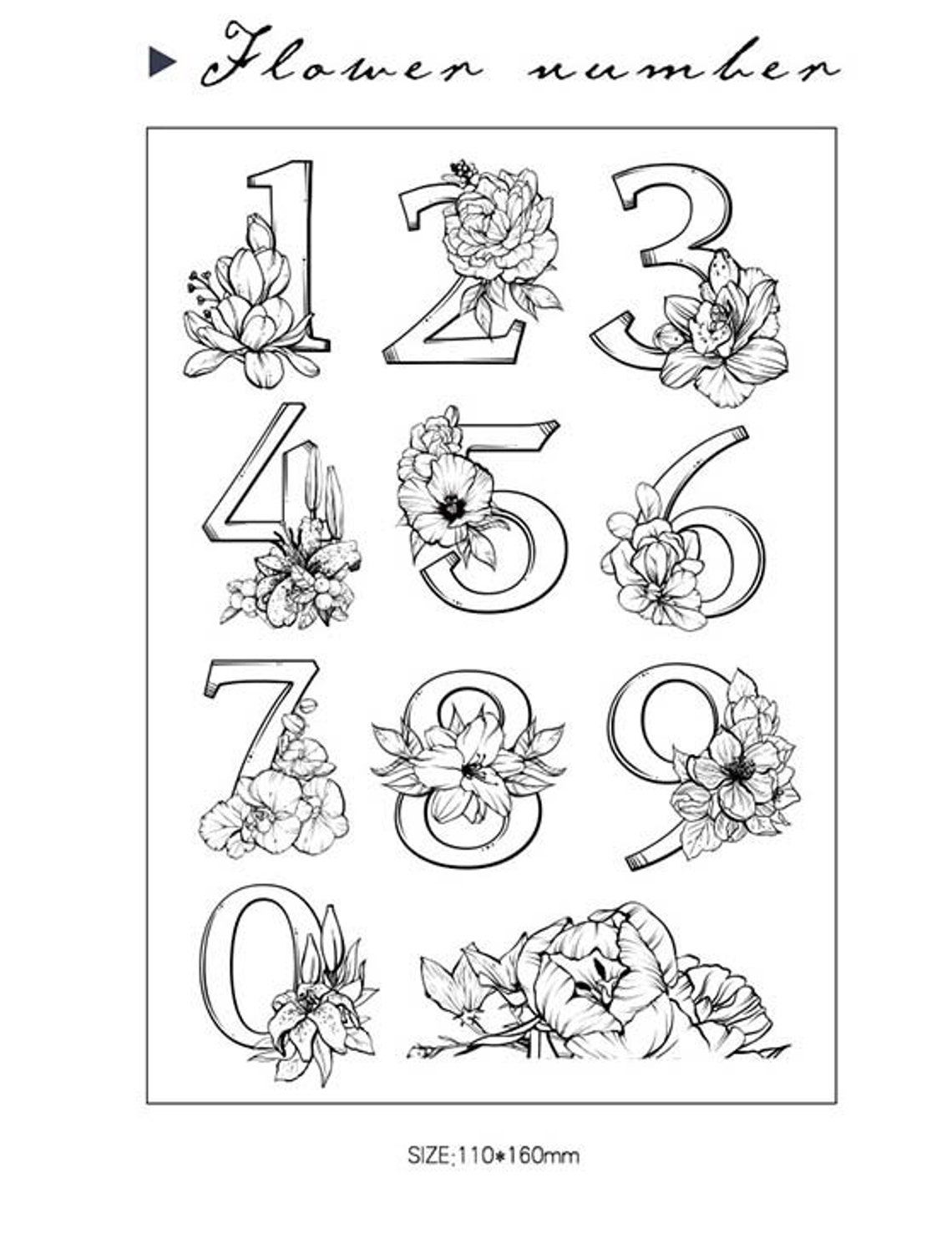 Flower Numbers Clear Stamp /number Stamp/rubber Clear - Etsy Canada
