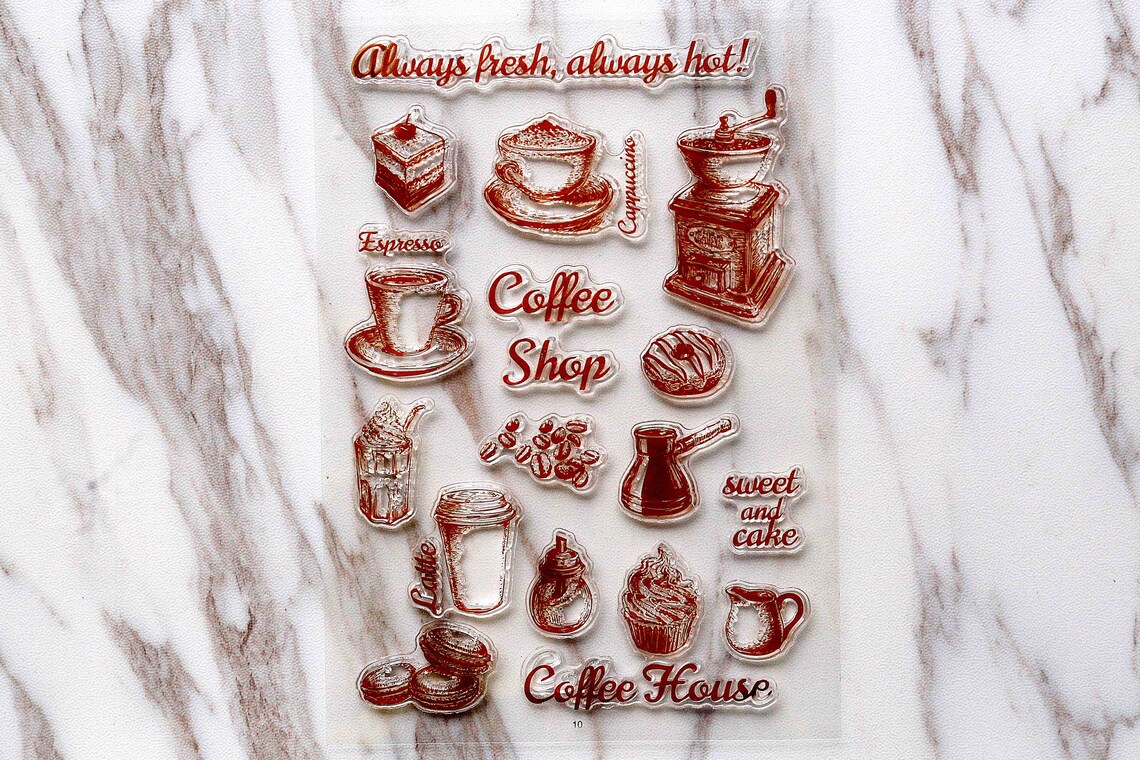 Coffee Shop Clear Stamp/ Coffee Grinder Rubber Stamp/coffee - Etsy