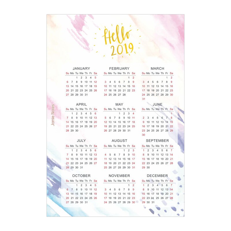 2019 Year Time Calendar Flowers Paper Dividercartoon 6 Holes - Etsy