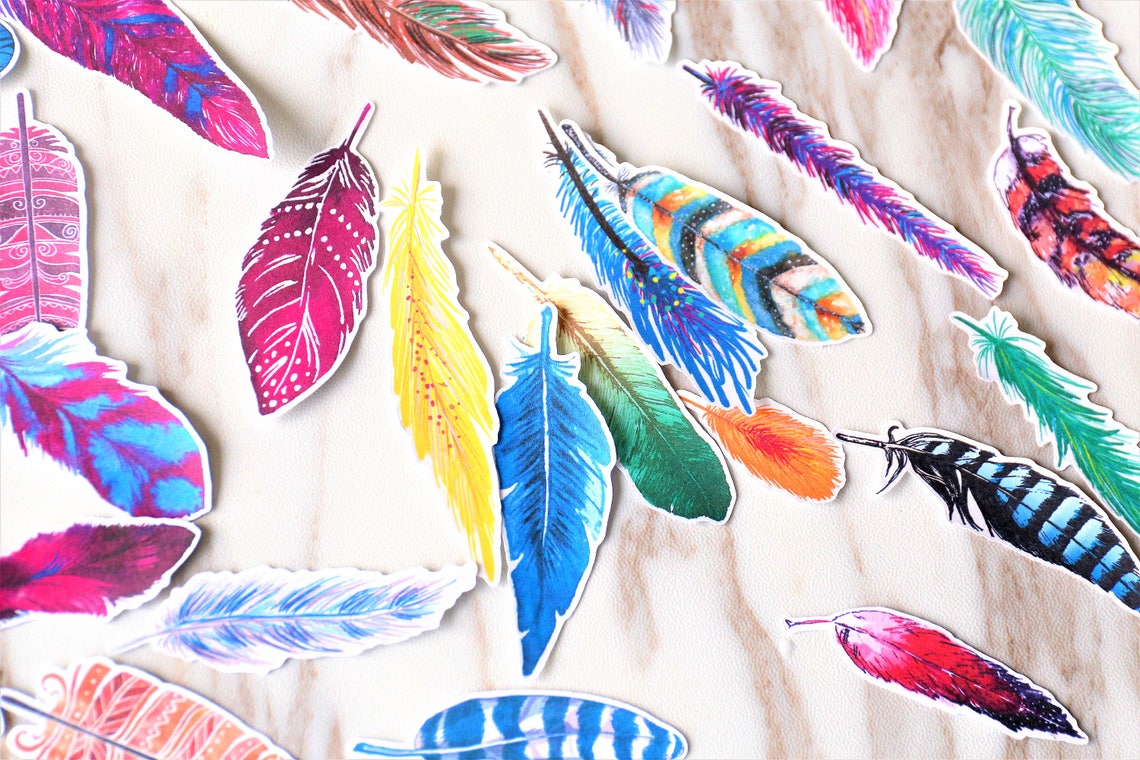 Colorful Feather Stickers/filofax Stickers/planner Stickers/ - Etsy
