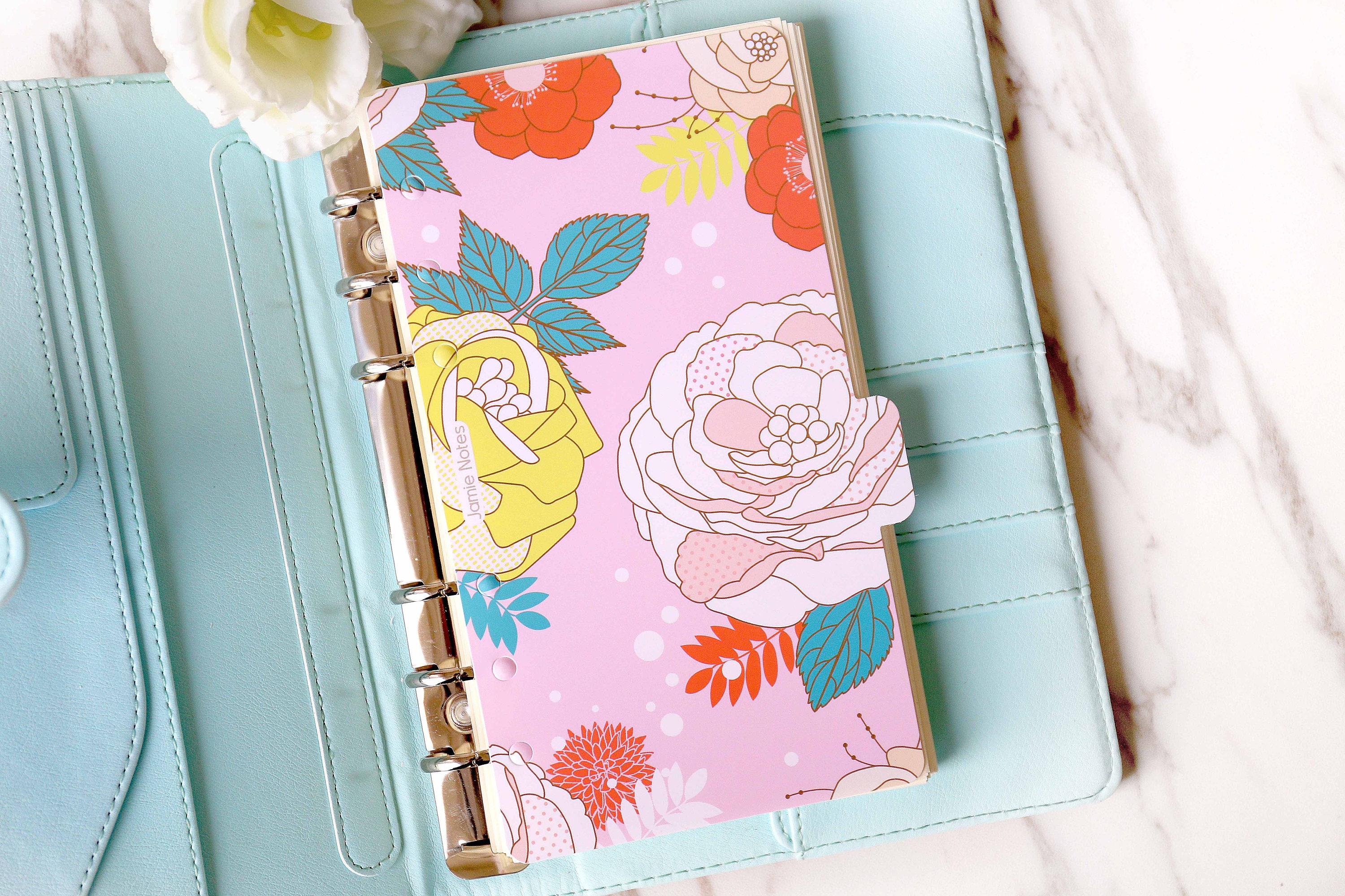 Set of 6 Colorful Flower Planner Dividers/rose Flower Planner - Etsy