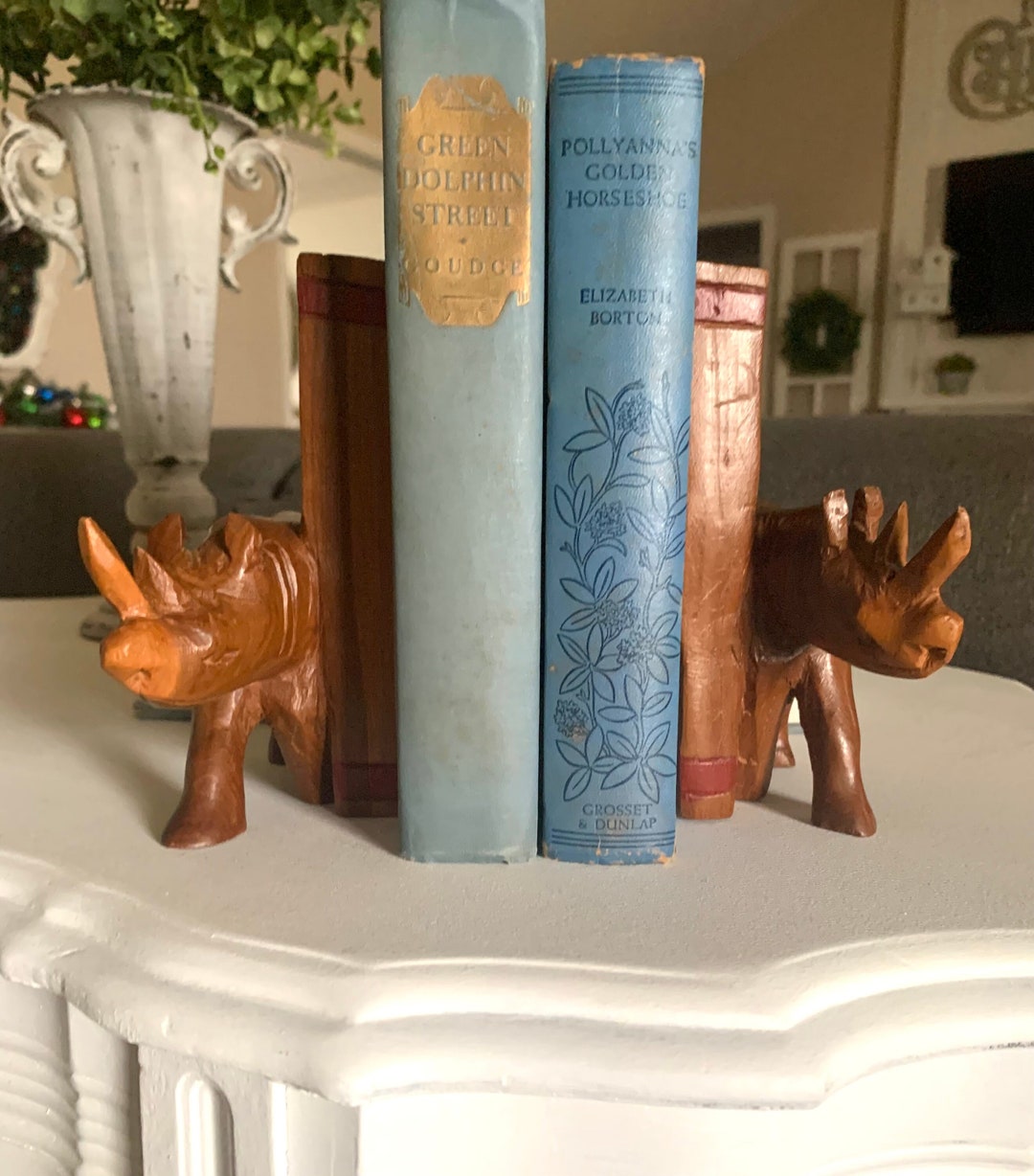 Vintage Wood Bookends, Hand Carved Bookends, Animal Bookends, Rare ...