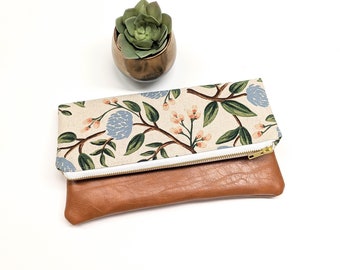 Rifle Paper Co Les Fleurs Clutch: Fold Over Clutch, Vegan Leather Bag ...