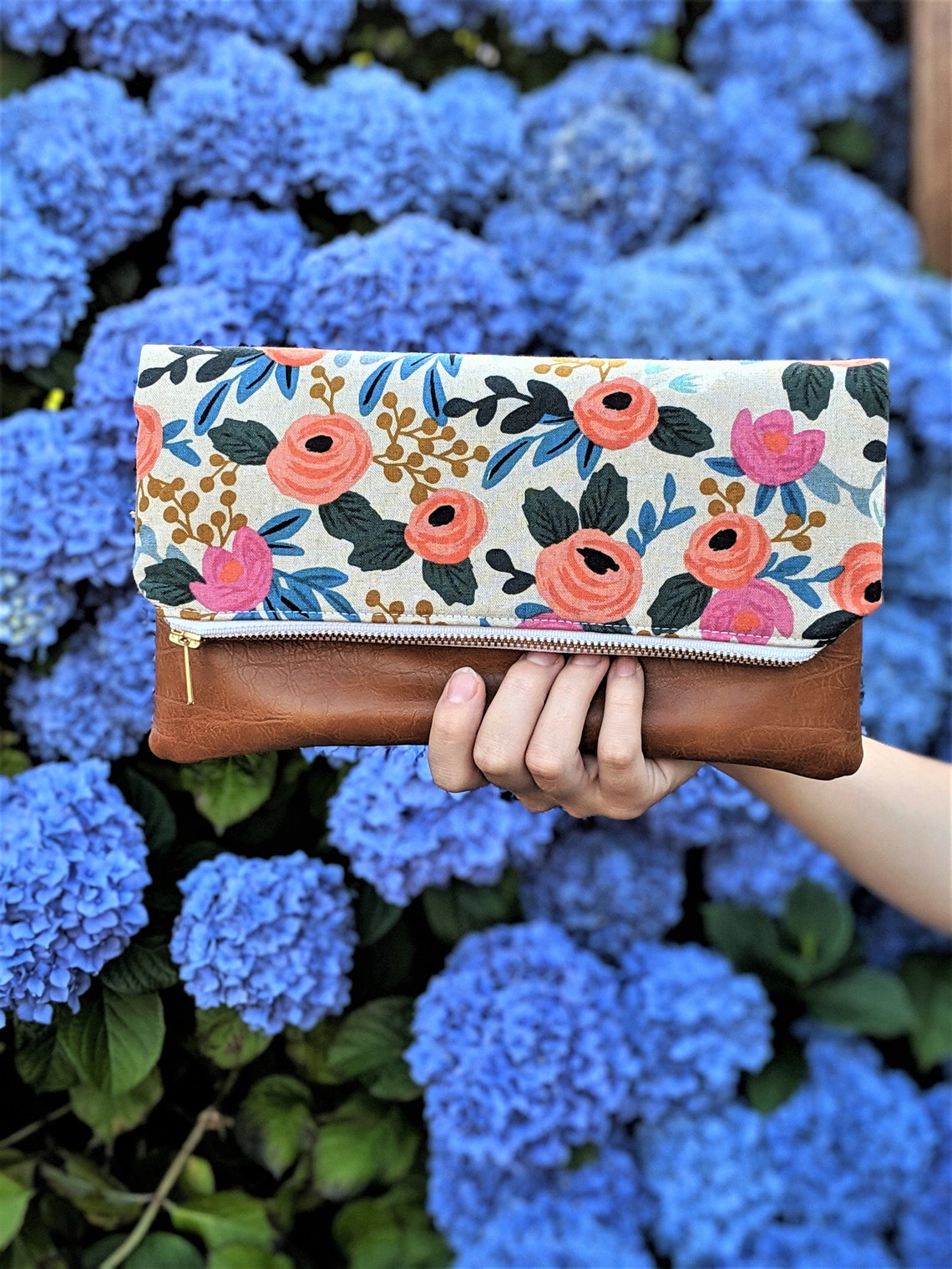 Rifle Paper Co Les Fleurs Clutch: Fold Over Clutch, Vegan Leather Bag ...