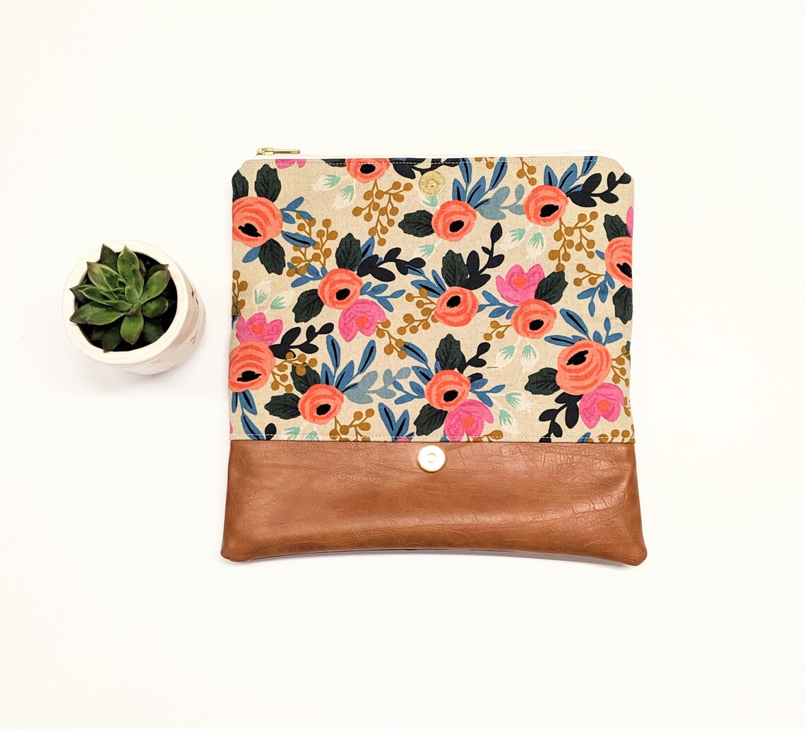 Rifle Paper Co Les Fleurs Clutch: Fold Over Clutch, Vegan Leather Bag ...