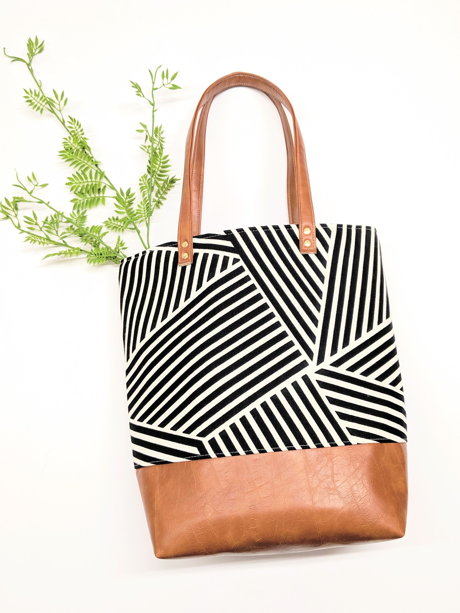 Black and White Asymmetrical Tote Large Tote Bag Vegan Bag - Etsy