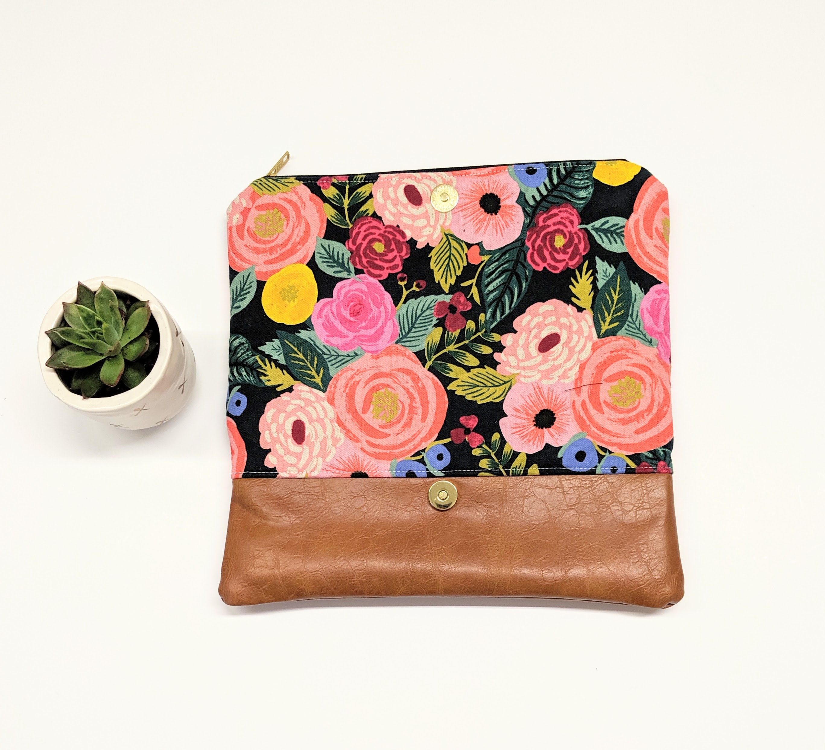 Rifle Paper Co Floral Clutch: Fold Over Clutch, Vegan Leather Bag ...