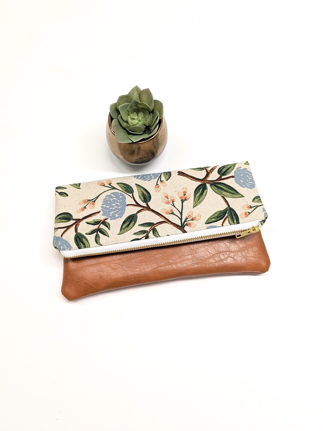 Rifle Paper Blue Peony Clutch: Fold Over Clutch, Vegan Leather Bag ...
