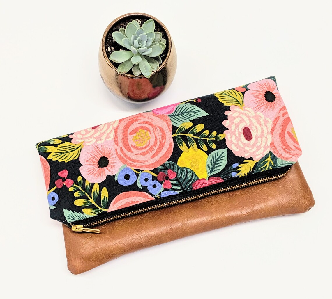 Rifle Paper Co Floral Clutch: Fold Over Clutch, Vegan Leather Bag ...