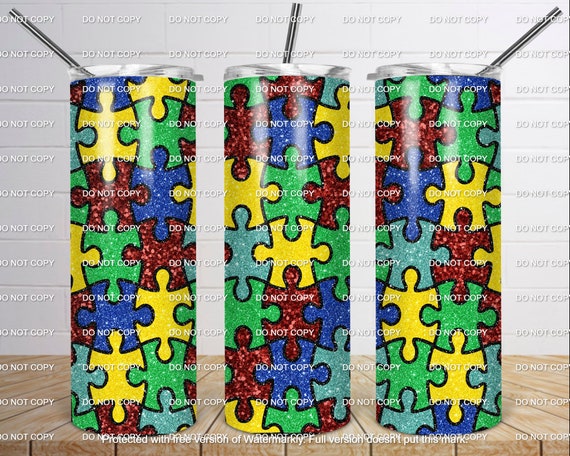 Puzzle Glitter Tumbler Wrap PNG - Etsy