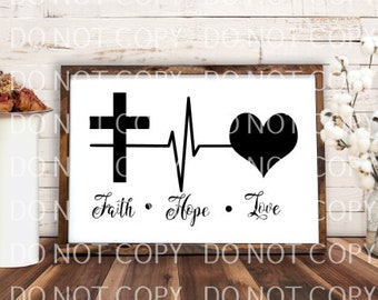 Faith Hope Love Cross SVG Digital Cut File for - Etsy