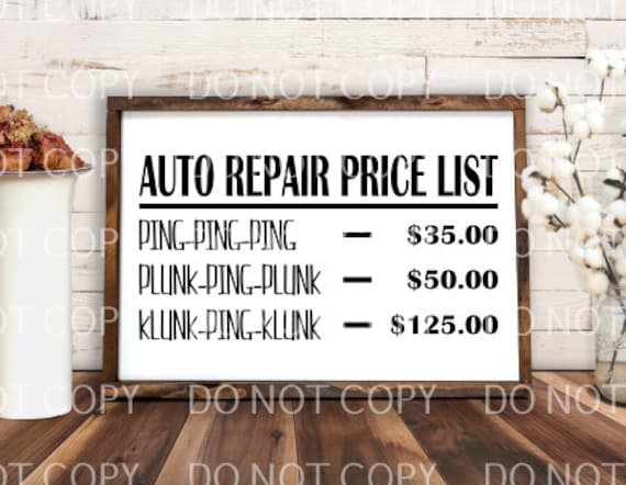 Auto Repair Price List3 Options | Etsy