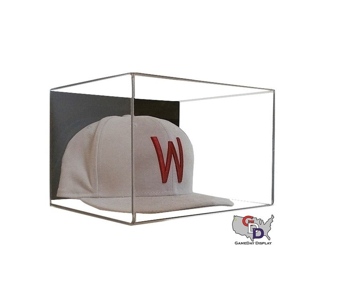 Acrylic Wall Mount Adult Sized Hat or Cap Display Case Snap Back Flat ...