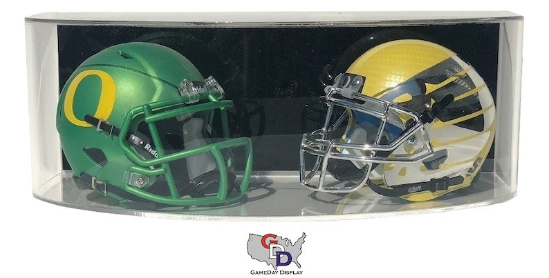 Curved Acrylic Wall Mount Double Mini Helmet Display Case by Gameday ...