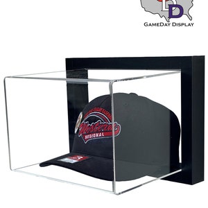 Framed Acrylic Wall Mount Hat Display Case UV Protecting Secure Mount ...
