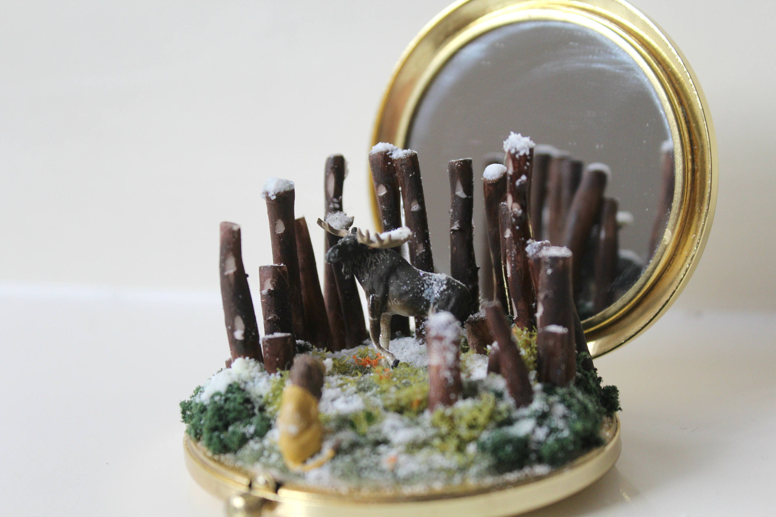 Miniature Moose Diorama Compact Mirror: Fantasy Fairytale Micro World ...