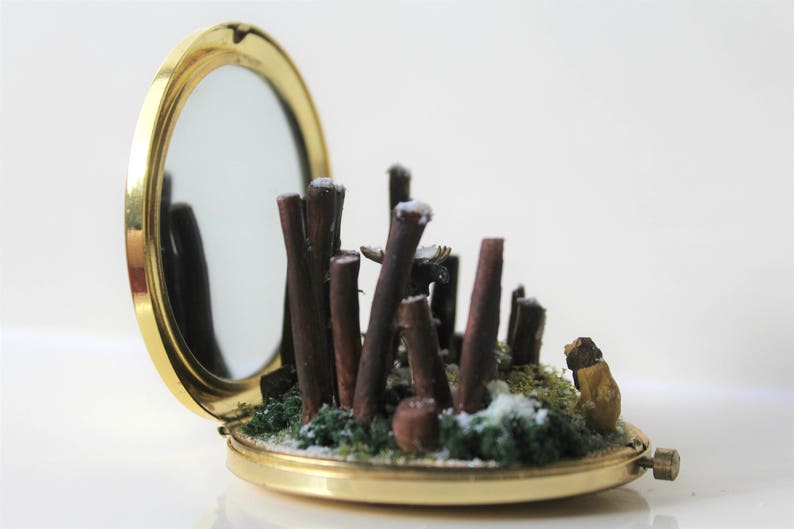 Miniature Moose Diorama Compact Mirror: Fantasy Fairytale Micro World ...