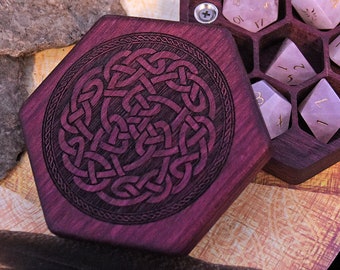 RPG D&D Hex Chest Dice Box - Celtic Knot Art - Birdseye Maple ...