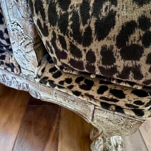 Pair of Vintage Custom Tufted High Back Leopard Print Cotton Velvet ...