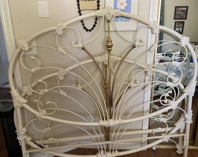 Vintage Elliott’s Design " Magnolia" White Enameled Iron and Brass Full ...