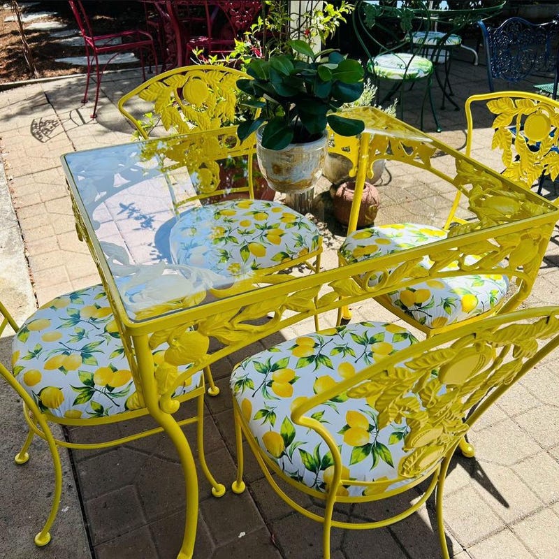 Vintage Wrought Iron Table Set - Etsy