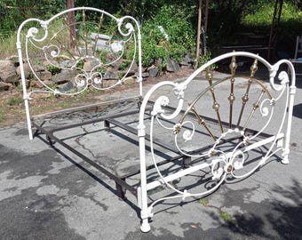 Vintage Elliott’s Design Full White Enameled Iron and Brass Full Size ...