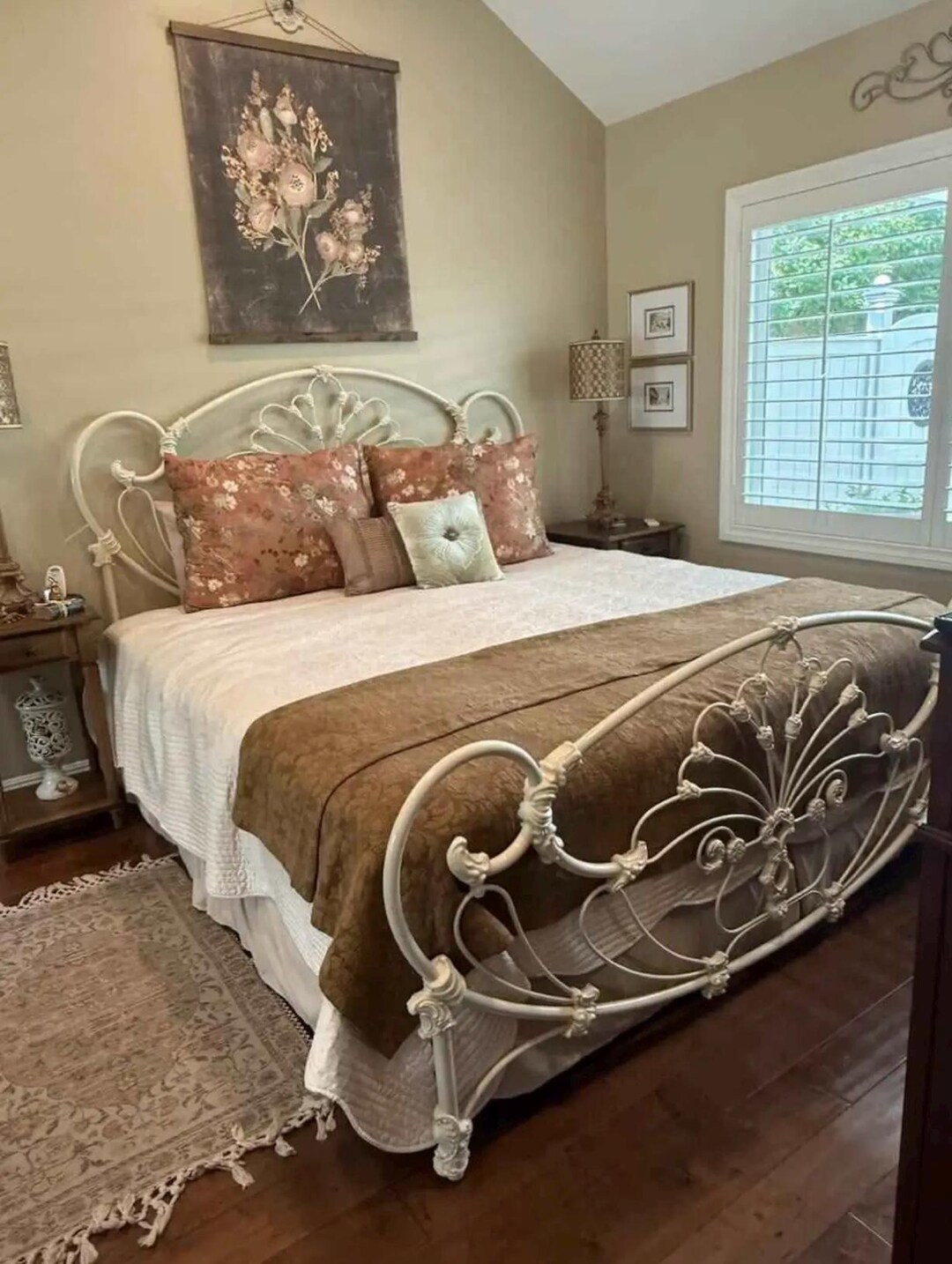 Vintage Elliott’s Design Cream Enameled Iron California King Bed ...