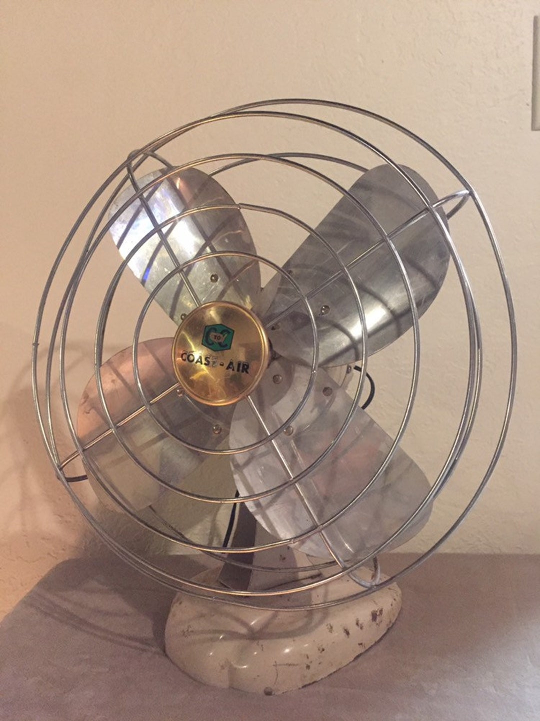 Vintage Mid Century Windmaker Hassock Floor Fan Foot Stool Industrial ...