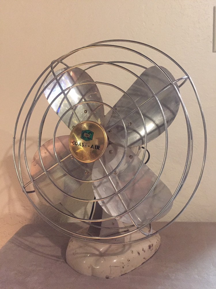 Vintage Mid Century Windmaker Hassock Floor Fan Foot Stool Industrial ...