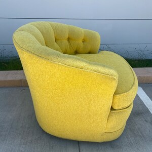Vintage Woodmark Originals Yellow Tufted Back Swivel Barrel Lounge ...