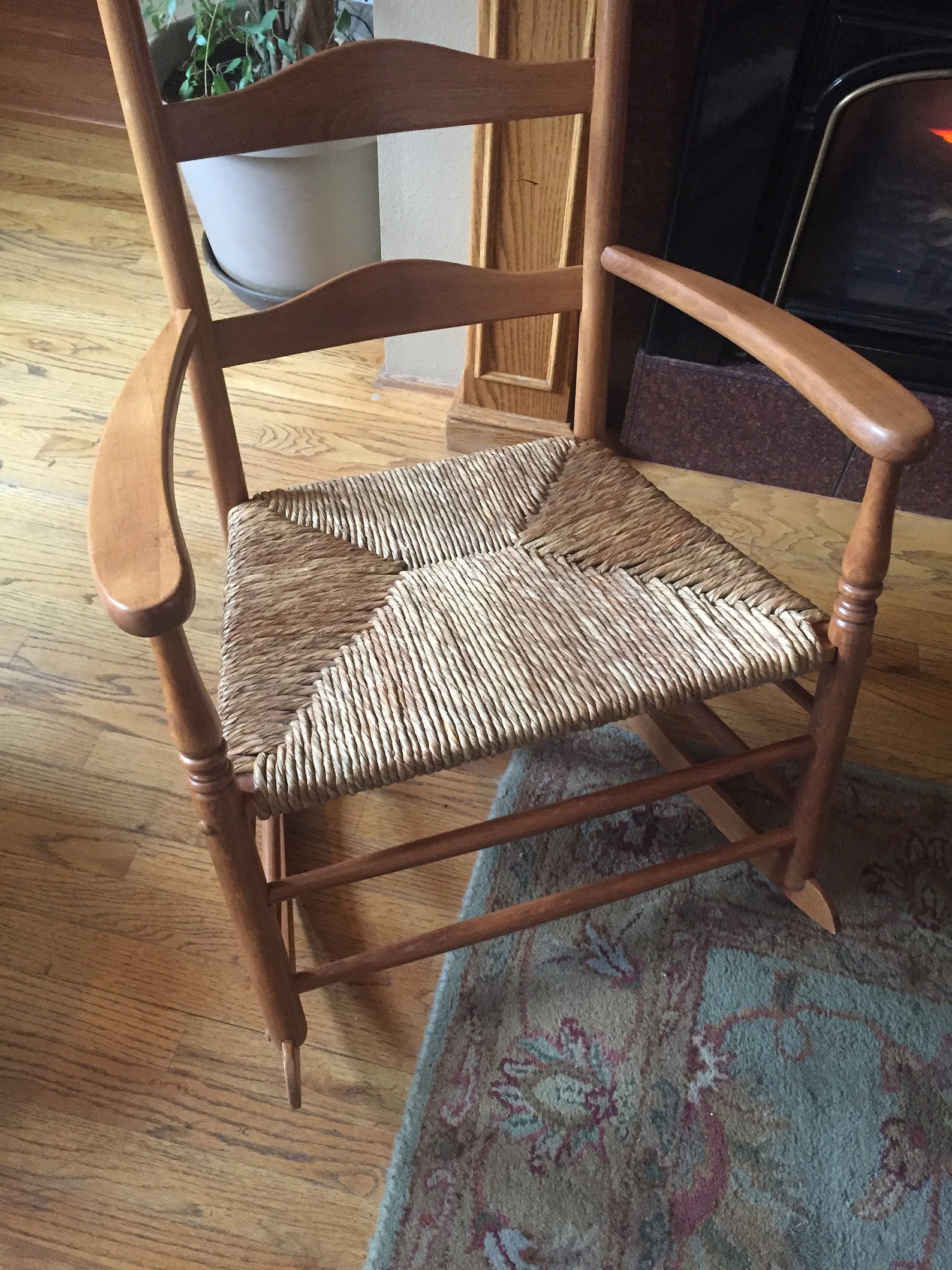 Wooden Maple Shaker Style Rocking Chair With Rush Seat and Shawl Bar - Etsy