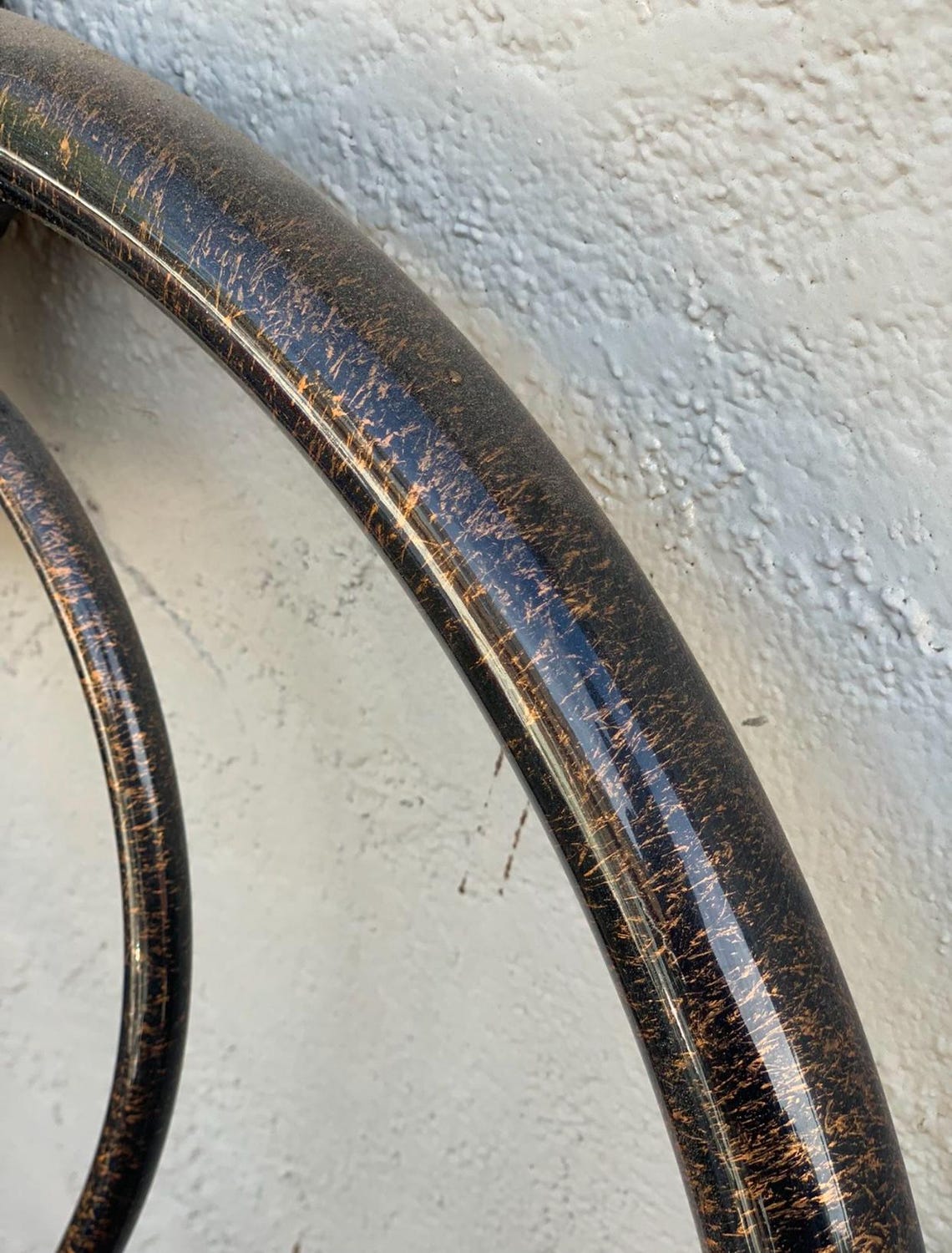 Vintage Elliott’s Design Full Size Iron Bed Frame: Black Copper Enamel ...