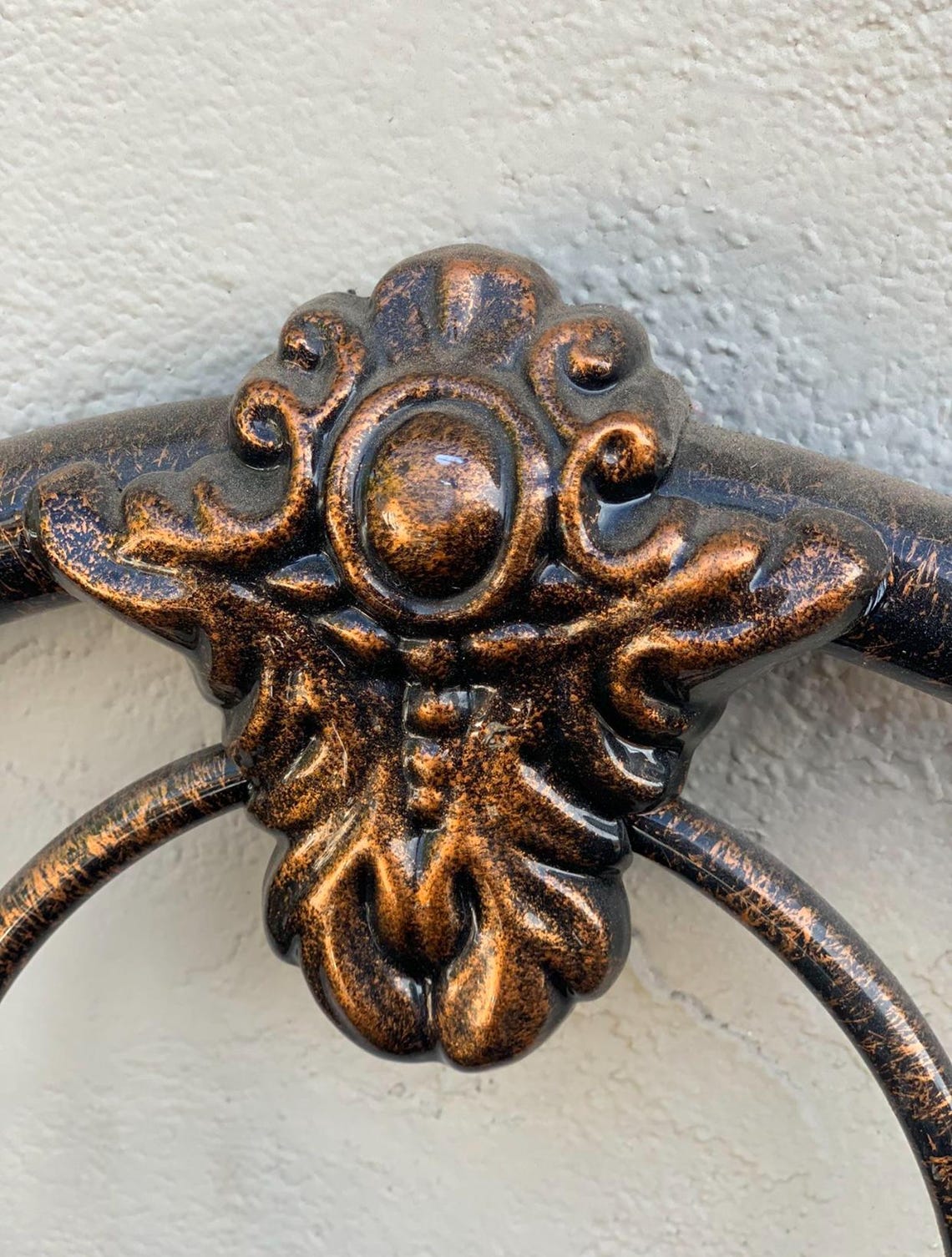 Vintage Elliott’s Design Full Size Iron Bed Frame: Black Copper Enamel ...