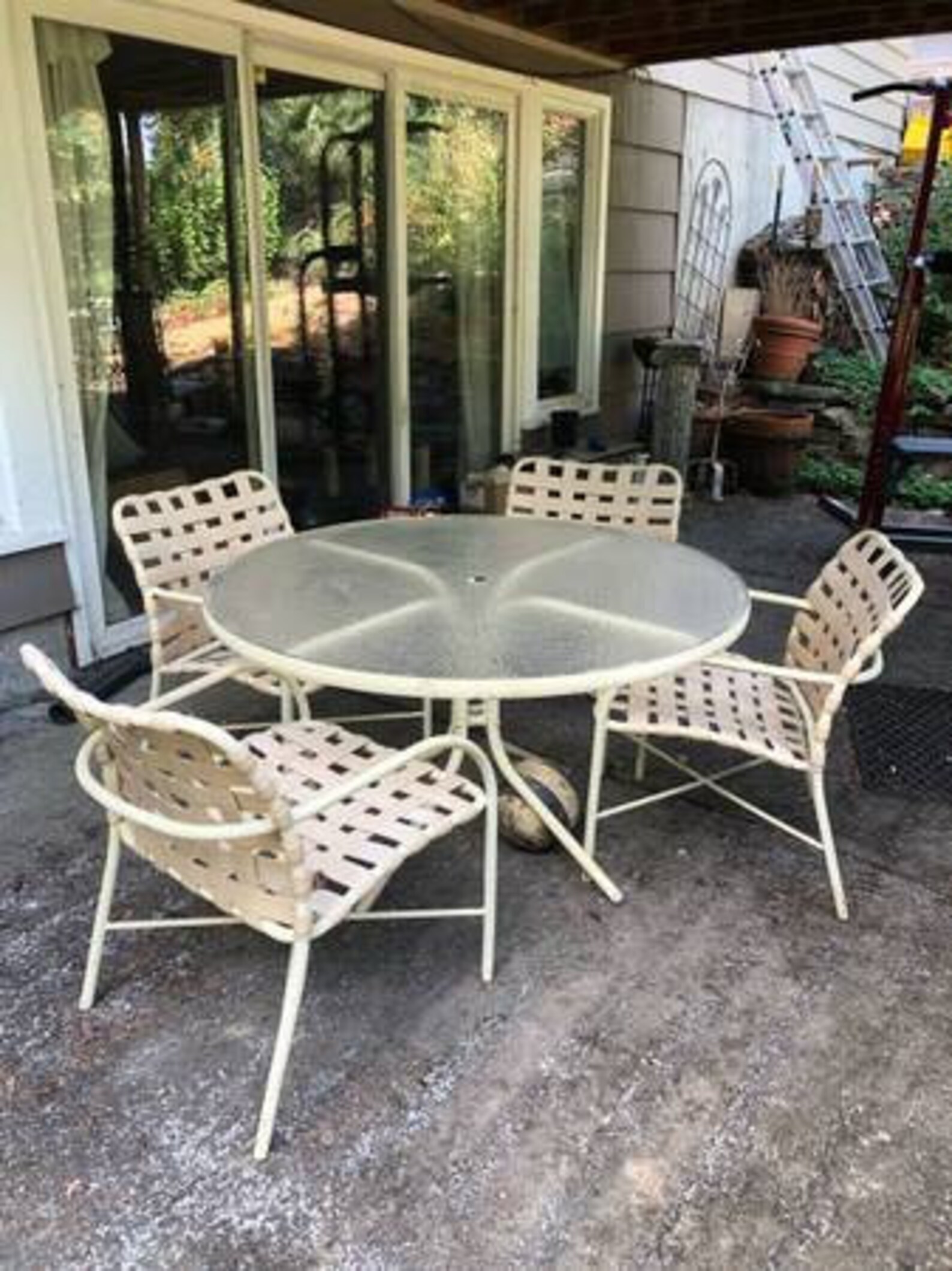 Vintage Tropitone Patio Dining Set: Aluminum Frame, Vinyl Straps ...