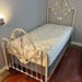Vintage Elliott's Design Twin Bed Frame: White Enameled Iron With Brass ...