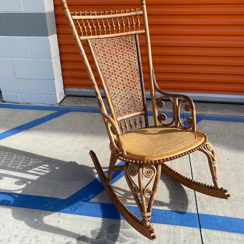 Antique Cane Rocker Furniture - Etsy