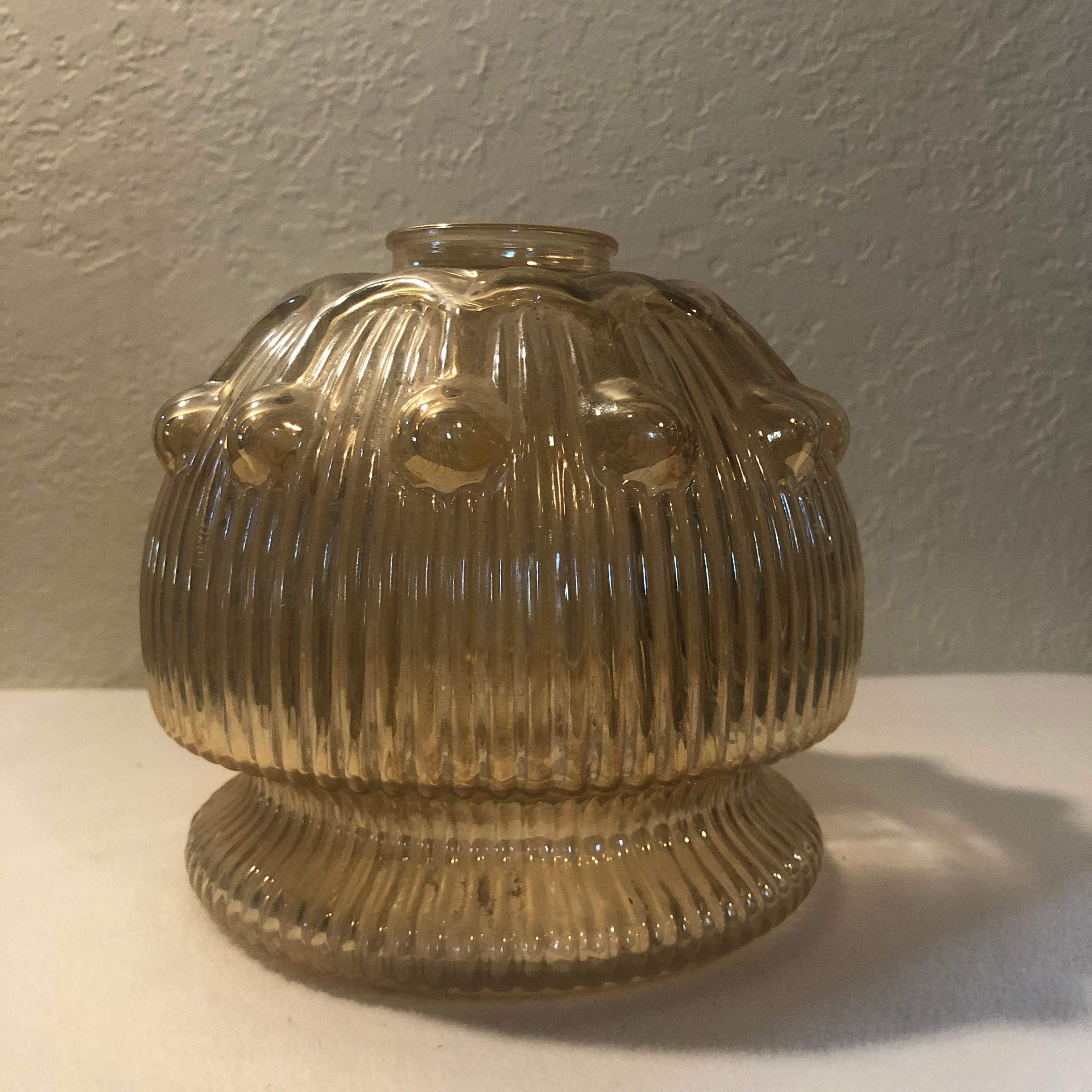 Vintage Amber Glass Round Bubble Lamp Shade Lighting Fixture | Etsy