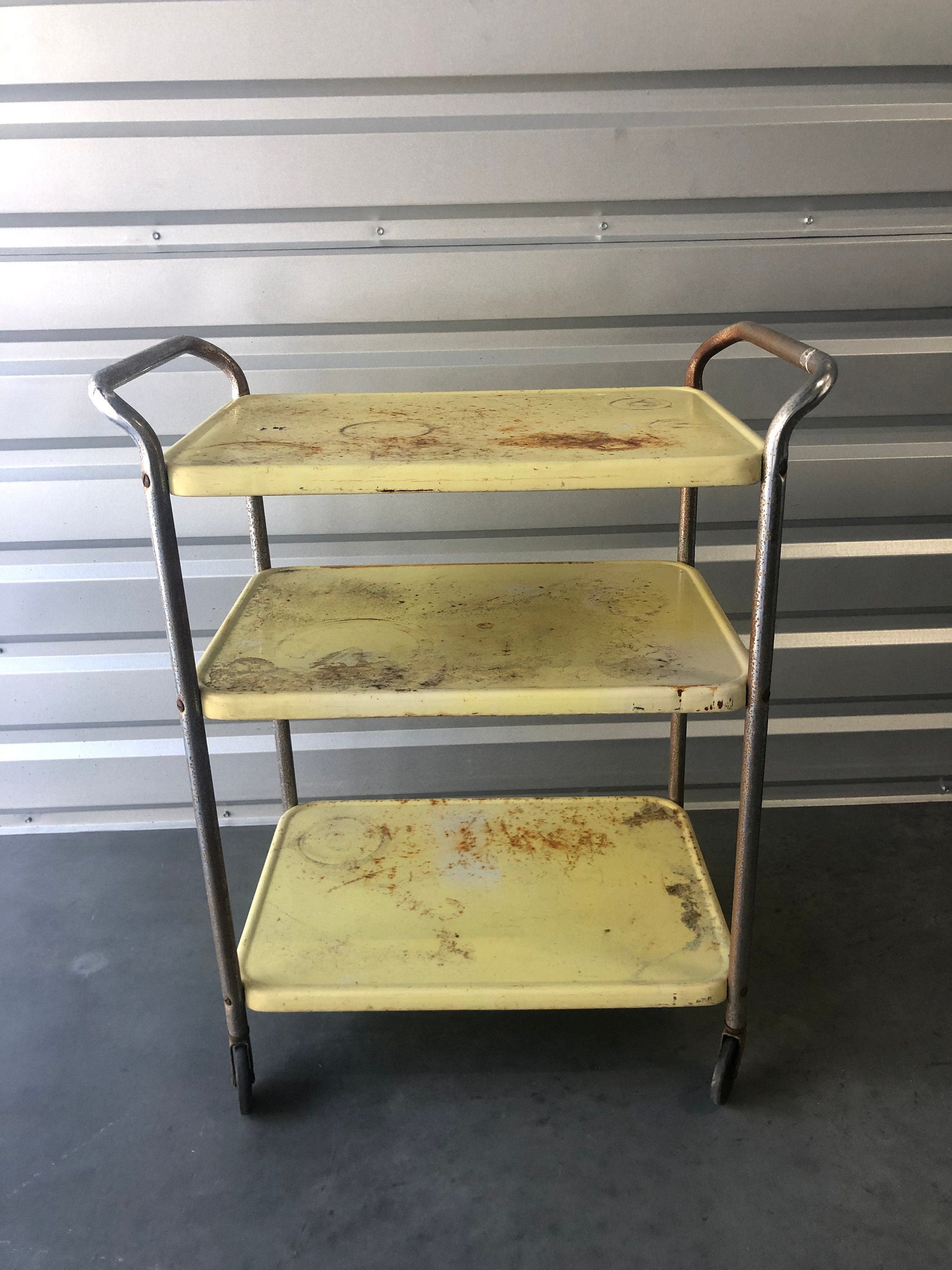 Vintage Retro Cosco Yellow Metal Kitchen Rolling Cart 3 Tiers - Etsy